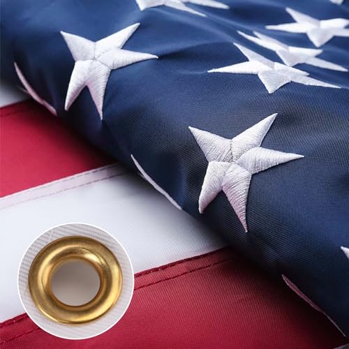 American Flag 3x5 FT For Outside 100% Made in USA, Most Durable Nylon US Flag, Heavy Duty, Luxury Embroidered Star with Brightly Colored Brass Grommets Premium US Flag (3x5 Ft)