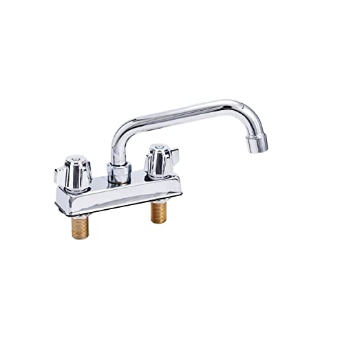 AmGood Deck Mount Kitchen Sink Faucet | 4" Center | NSF | Commercial Kitchen Utility Laundry (8" Swing Spout)