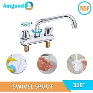 AmGood Deck Mount Kitchen Sink Faucet | 4" Center | NSF | Commercial Kitchen Utility Laundry (8" Swing Spout)