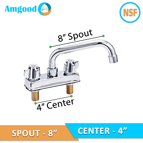 AmGood Deck Mount Kitchen Sink Faucet | 4" Center | NSF | Commercial Kitchen Utility Laundry (8" Swing Spout)