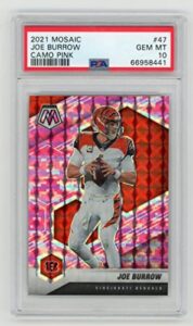 2021 panini mosaic pink camo #47 joe burrow psa 10 bengals