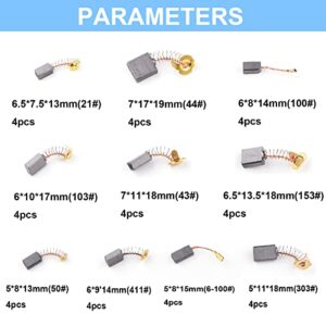 40Pcs Electric Motor Carbon Brushes Assortment 10 Different Sizes for Replacement Power Tool Part Repair