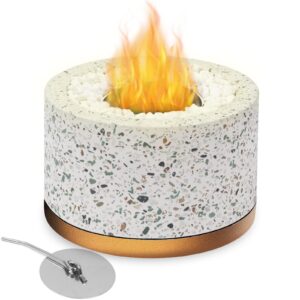 xoten tabletop fire pit, terrazzo, indoor & outdoor fire pit bowl, ethanol fire pit, small balcony table top fire bowl, patio firepit, mini fireplace, tabletop fireplace