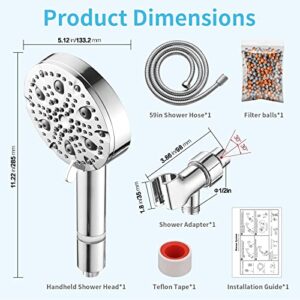 EAARSUO Handheld Shower Head with Filter, Hard Water Filter Shower Head with 9 Mode, High Pressure Filtering Shower Head, Water Softener Shower Head for Hard Water, Shower Envy Shower Heads (Chrome)