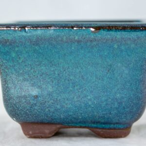 Square Green Glazed Mini Mame Bonsai Pot, Cactus and Succulent Planter & Accent Plants Vase - 3.25"x 3.25"x 2" + Mesh