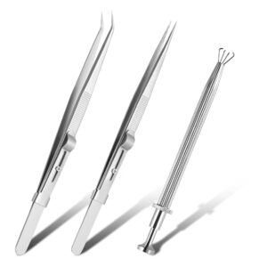 3 pack diamond holder pick up tool stainless steel tweezers diamond claw tweezers parts beads diamond gems prong tweezer grabber stone jewelry locking tweezers