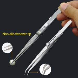 3 Pack Diamond Holder Pick up Tool Stainless Steel Tweezers Diamond Claw Tweezers Parts Beads Diamond Gems Prong Tweezer Grabber Stone Jewelry Locking Tweezers