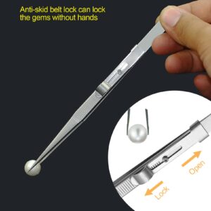 3 Pack Diamond Holder Pick up Tool Stainless Steel Tweezers Diamond Claw Tweezers Parts Beads Diamond Gems Prong Tweezer Grabber Stone Jewelry Locking Tweezers