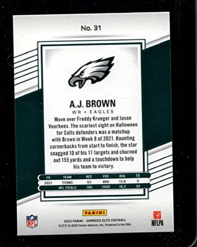 2022 DONRUSS ELITE #31 A.J. BROWN NMMT EAGLES