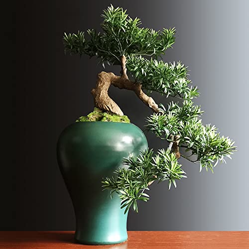 Artificial Bonsai Tree Bonsai Tree Faux Pine Tree Bonsai Juniper Tree Bonsai Artificial Bonsai Tree Indoor Decoration House Plant with Ceramic Pot for Decoration, Desktop Display, Zen Garden Décor