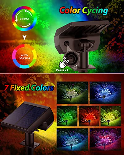 Kaxiida Solar Lights Outdoor Waterproof, 7 Lighting Modes Solar Landscape Pathway Lights, IP68 Color Changing Solar Outdoor Lights for Yard,Garden,Patio, Gate, Fence