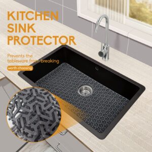 Sink Mats for Bottom of Kitchen Sink with Rear Drain, 26''x14'' Sink Protectors for Kitchen Sink, Non-slip Silicone Kitchen Sink Mats and Protectors, Heat Resistant Sink Mats for Stainless Steel Sink