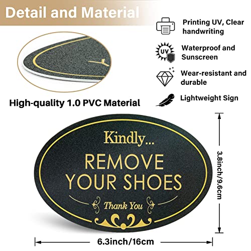 CARGEN Kindly Remove Your Shoes - Please Take Your Shoes Off No Shoes Sign Home Office Spa Wall Door Welcome Sign Oval 6.3" x 3.8" Black