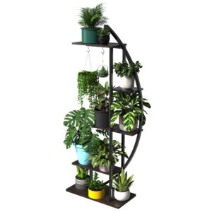 GDLF Tall Plant Stand Large Plant Shelf Indoor 71" Metal flower rack with hanging hook, Improved Taller Design with more space for larger plants (pots up to 10")