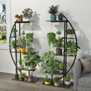 GDLF Tall Plant Stand Large Plant Shelf Indoor 71" Metal flower rack with hanging hook, Improved Taller Design with more space for larger plants (pots up to 10")