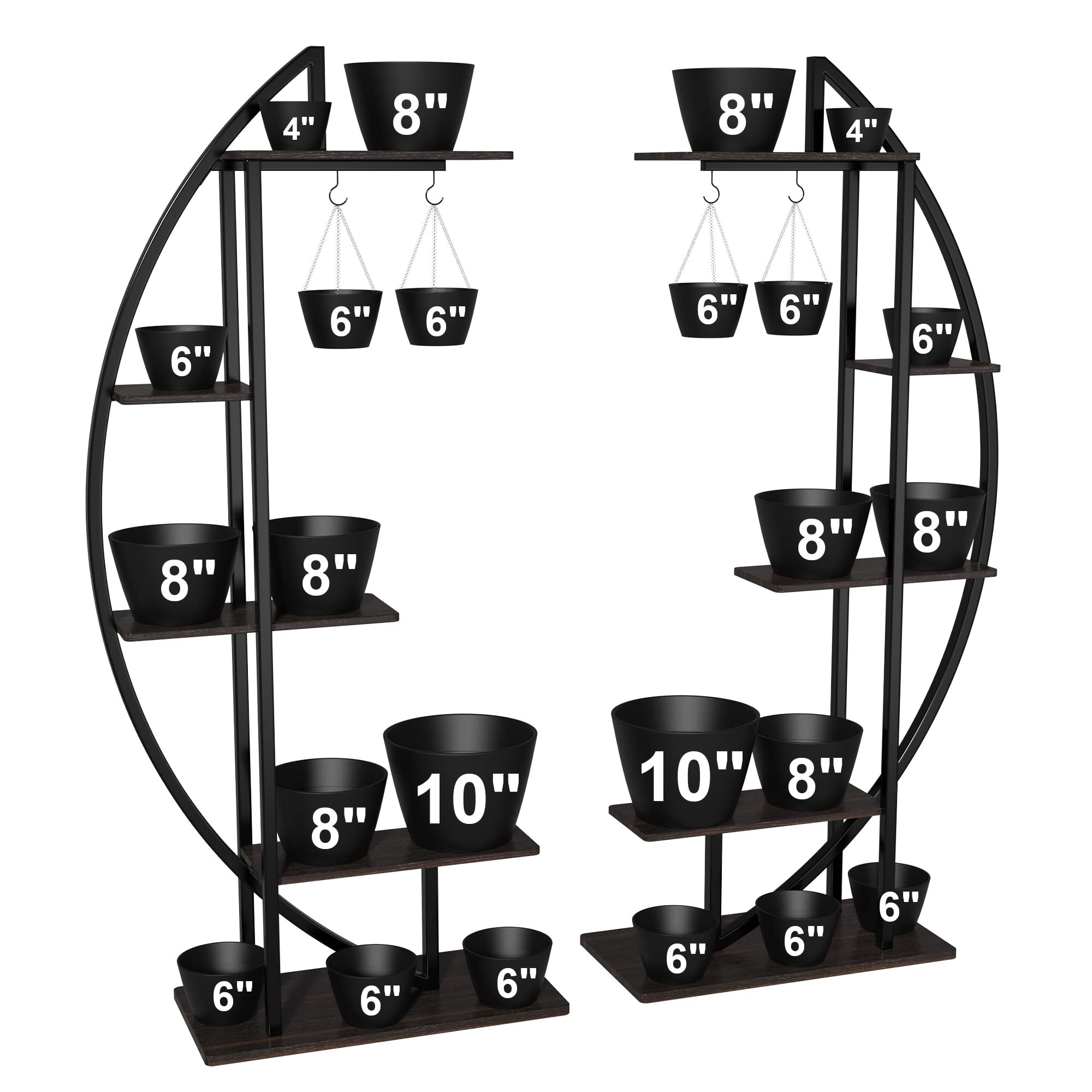 GDLF Tall Plant Stand Large Plant Shelf Indoor 71" Metal flower rack with hanging hook, Improved Taller Design with more space for larger plants (pots up to 10")