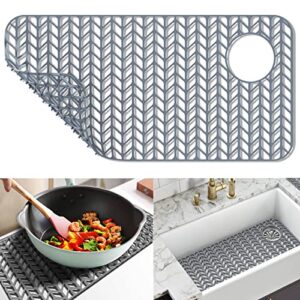 silicone sink mat protectors for kitchen 28.6''x 14.5'' jookki kitchen sink protector grid for farmhouse stainless steel accessory with right & left drain