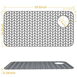 Silicone Sink Mat Protectors for Kitchen 28.6''x 14.5'' JOOKKI Kitchen Sink Protector Grid for Farmhouse Stainless Steel Accessory with Right & Left Drain