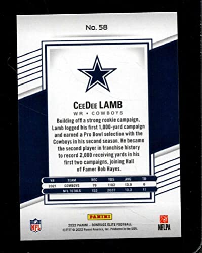 2022 DONRUSS ELITE #58 CEEDEE LAMB NMMT COWBOYS