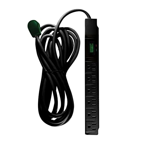 Go Green Power (GG-16315-15BK) 6 Outlet Surge Protector, 1200 Joules, Black, 15 Ft Cord