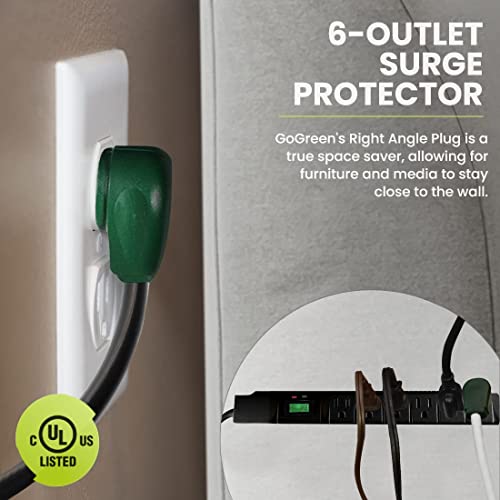 Go Green Power (GG-16315-15BK) 6 Outlet Surge Protector, 1200 Joules, Black, 15 Ft Cord