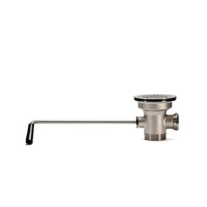 steadykleen - brass sink drain valve with twist handle, comes with stainless steel kitchen sink strainer, plunger, and flange, controls sink drain stopper, fits 3.5 inch commercial drain openings.