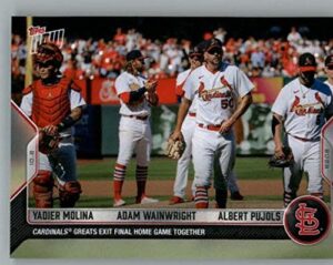 2022 topps now #1000 albert pujols yadier molina adam wainwright (exit final home game together) mlb baseball trading card st. louis cardinals