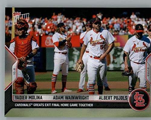 2022 Topps NOW #1000 Albert Pujols Yadier Molina Adam Wainwright (EXIT FINAL HOME GAME TOGETHER) MLB Baseball Trading Card St. Louis Cardinals