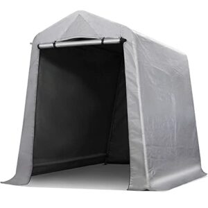 hogyme 6x7 ft storage shelter protable garage waterproof carport tent with 2 roll-up zipper doors & vents outdoor storage shed for bike, atv, motorcycle shelter, silver