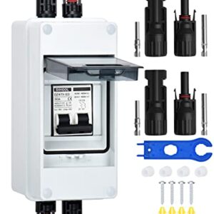 DIHOOL 30 Amp Solar Disconnect Switch, Miniature Circuit Breaker with din Rail Enclosure Outdoor Box for Solar Panels