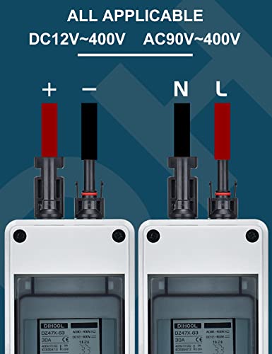 DIHOOL 30 Amp Solar Disconnect Switch, Miniature Circuit Breaker with din Rail Enclosure Outdoor Box for Solar Panels