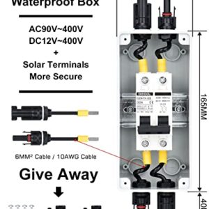 DIHOOL 30 Amp Solar Disconnect Switch, Miniature Circuit Breaker with din Rail Enclosure Outdoor Box for Solar Panels