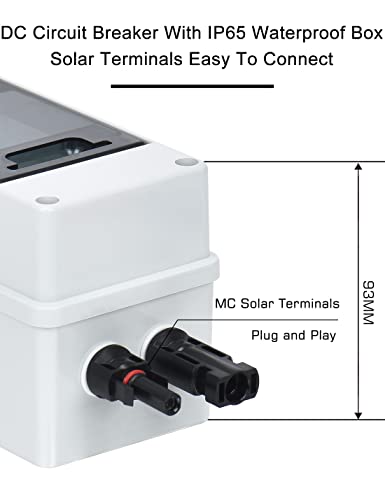 DIHOOL 30 Amp Solar Disconnect Switch, Miniature Circuit Breaker with din Rail Enclosure Outdoor Box for Solar Panels