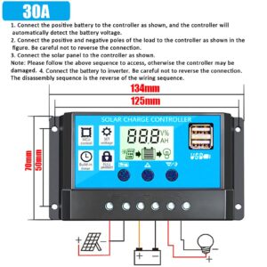 Hulzogul Solar System, Portable Solar Panel Kit, 4000W Inverter with 2 USB Ports, 30A Solar Charge Controller, LED Screen Display, Fast Charging for Critical Supply