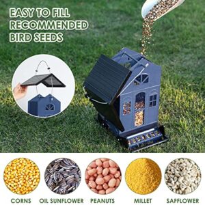 Birdkiss Bird Feeder Squirrel-Proof Outside: Country House Series for Hanging - Metal - 5LBs Seed - Weight-Activated for Outdoors - Large Capacity