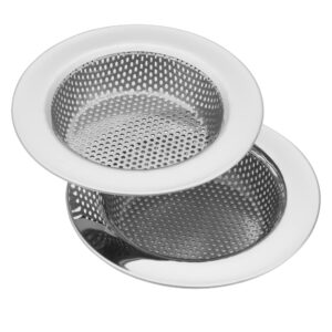 2pcs kitchen sink strainer stainless steel,4.5" sink strainers for kitchen sink,food catcher for most sink drains kitchen sink basket strainer steel sink filter (upgrade)