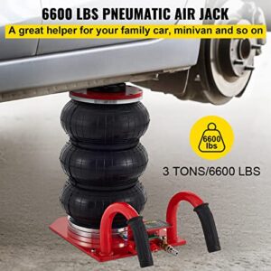 VEVOR Air Jack, 3 Ton/6600 lbs Triple Bag Air Jack, Air Bag Jack Lift Up to 15.75 Inch, 3-5S Fast Lifting Air Bag Jack for Cars with Short Handle (Red)