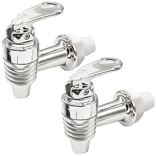 Taiss 2PCS Water jug spigot replacement,Water Dispenser Replacement Parts,plastic spigot Spout,Water Beverage beer barrel Dispenser Valve Water Crock Tap(silver) F-062-SR