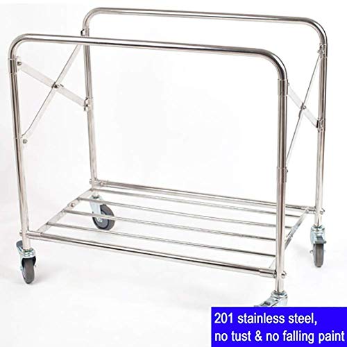 NEOCHY Trolleys,Hospital Trolley, Supplies Rack,Cart Tool Folding Linen Car with Universaler, 201 Stainless Steel Hotel Property Service Car, Oxcloth Room Hygiene Cleaning Car,Grey