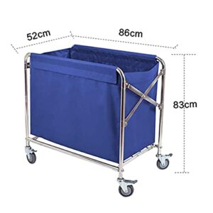 NEOCHY Trolleys,Hospital Trolley, Supplies Rack,Cart Tool Folding Linen Car with Universaler, 201 Stainless Steel Hotel Property Service Car, Oxcloth Room Hygiene Cleaning Car,Grey