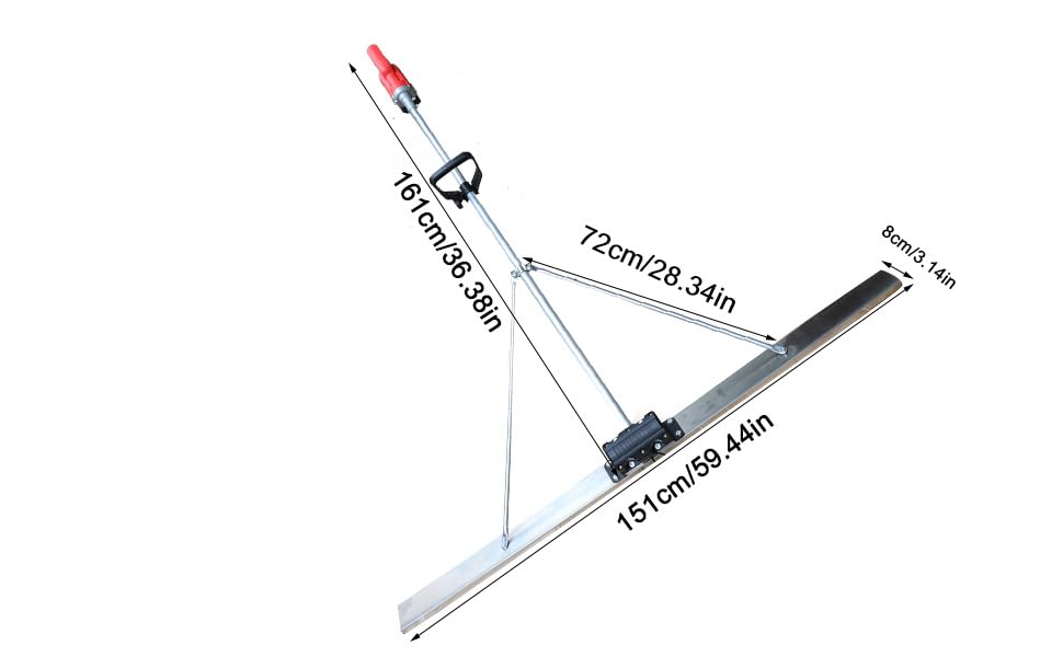 CDZHLTG Concrete Screed Vibratory Kit Concrete Finishing Tool, Cordless Electric Cement Surface Leveling Tamper Ruler, Screed Cement Finishing Vibrating Motor with 4.92ft Stainless Steel Board