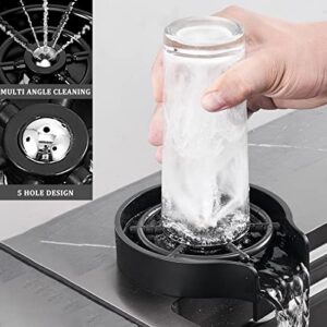 304 Stainless Steel Handmade Kitchen Sink Multi-Purpose Waterfall Bar Sink Black Nano Rv Sink with Pull-Out Faucet and Cup Washer Top Mount Or Undermount (Color : Black, Size : 80x45x22cm)