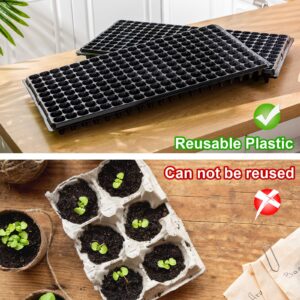 Eccliy 20 Pack 200 Cell Seedling Trays Seed Starter Kit Seed Starter Tray Plastic Gardening Germination Tray with Drain Holes Nursery Pots Mini Propagator for Seeds Growing Seedlings Propagation