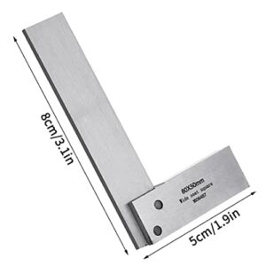 Muzrunq Machinist Square Set Engineer 90 Right Angle Precision Steel Angle Ruler 80×50mm.