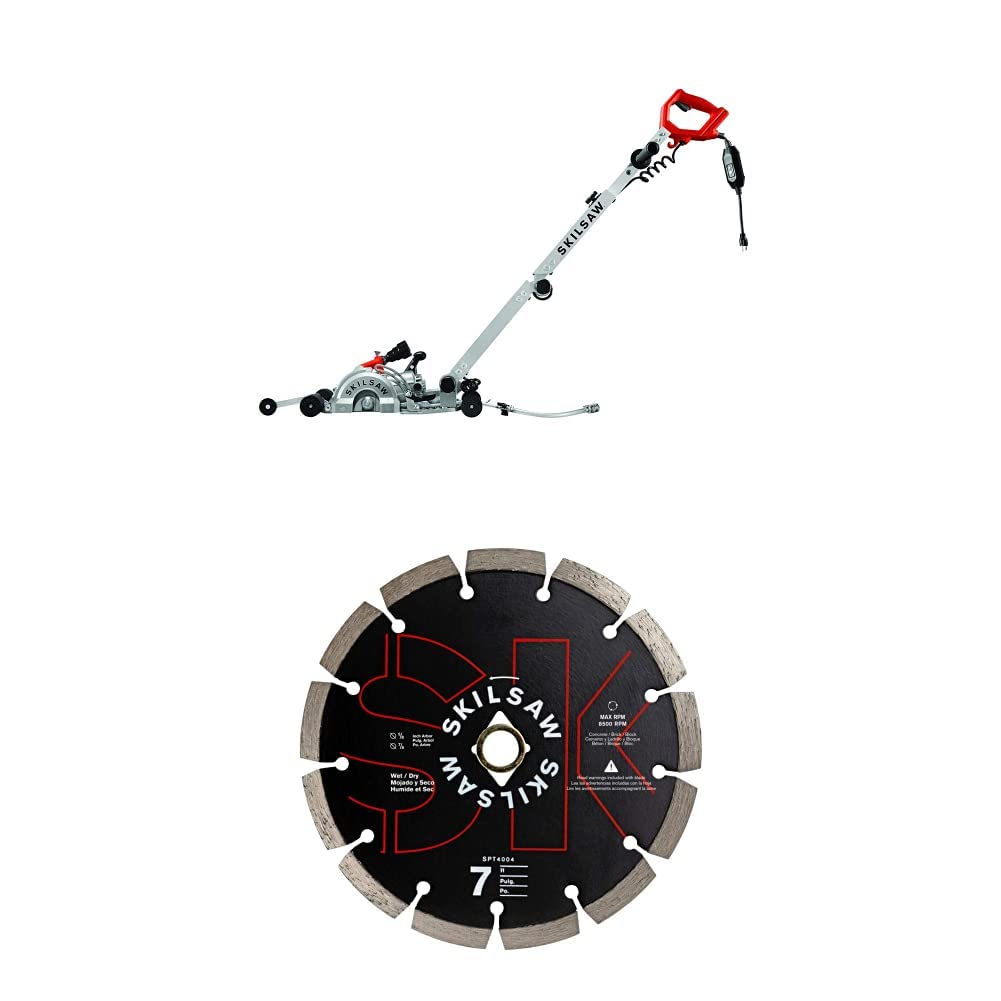 SKIL 7" Walk Behind Worm Drive Skilsaw for Concrete with Segmented Diamond Saw Blade (SPT79A-10 & SPT4004)