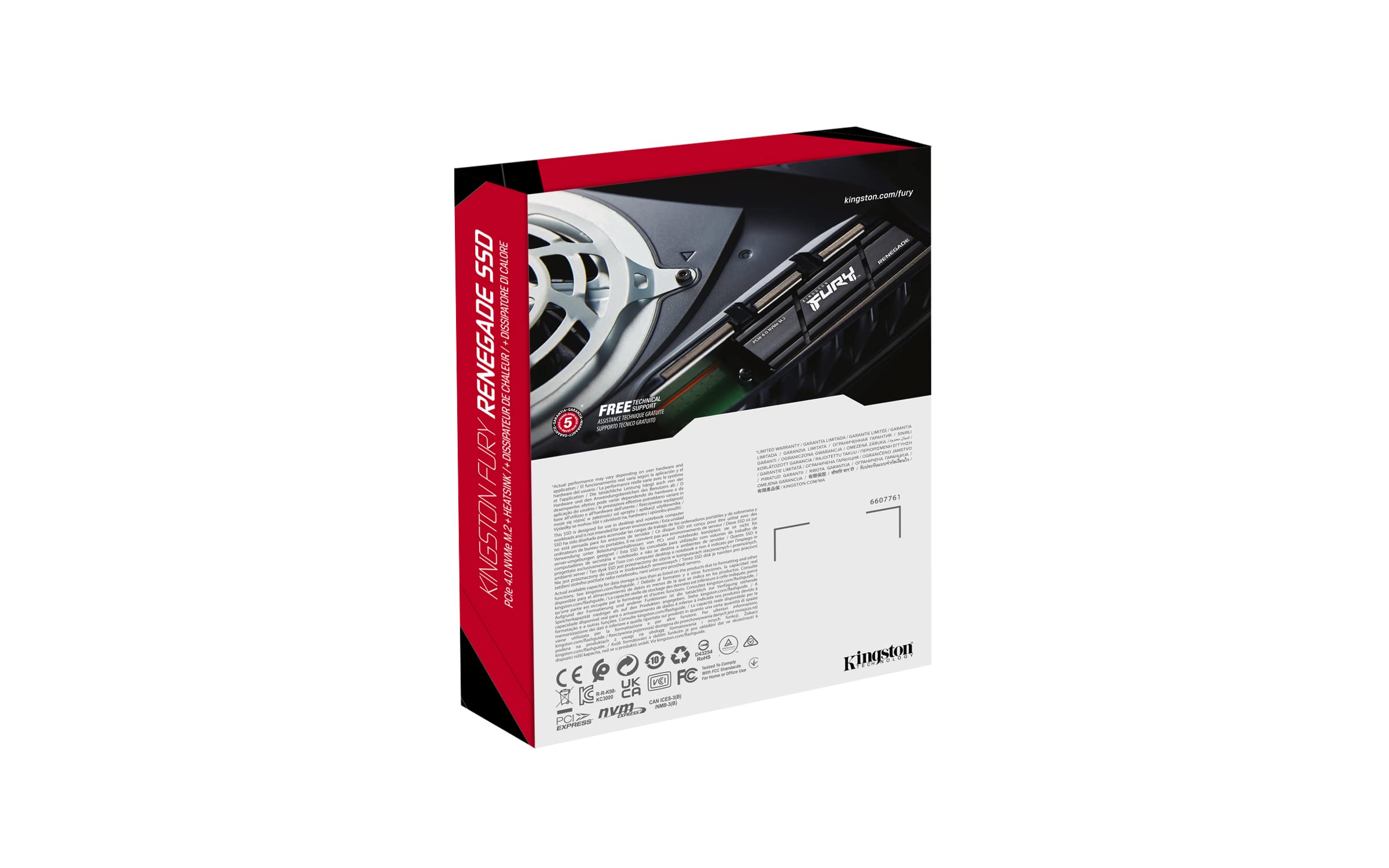 Kingston Fury Renegade 1TB PCIe Gen 4.0 NVMe M.2 Internal Gaming SSD with Heat Sink | PS5 Ready | Up to 7300MB/s | SFYRSK/1000G