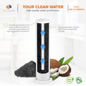 AQUABOON 5 Micron 20" x 4.5" GAC, CTO Carbon Block & Sediment Replacement Water Filter Cartridges Set | 1 set, 3 Filters in a Set | EP20-BB, 2C-20BB, 155358-43, DGD-5005-20