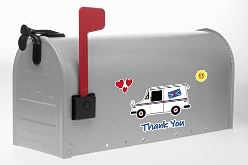 (2x) Thank You Mailbox Sticker Decal, Outdoor Sticker for Mailbox Mail, Truck, Long Lasting Quality Postal Decal with Love and Support for Mail Carrier, Die Cut Outdoor or Indoor