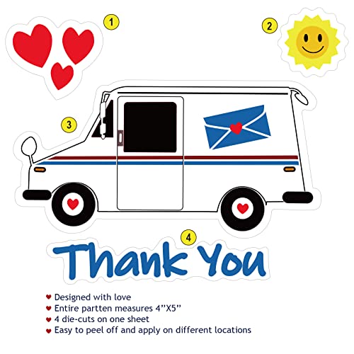 (2x) Thank You Mailbox Sticker Decal, Outdoor Sticker for Mailbox Mail, Truck, Long Lasting Quality Postal Decal with Love and Support for Mail Carrier, Die Cut Outdoor or Indoor