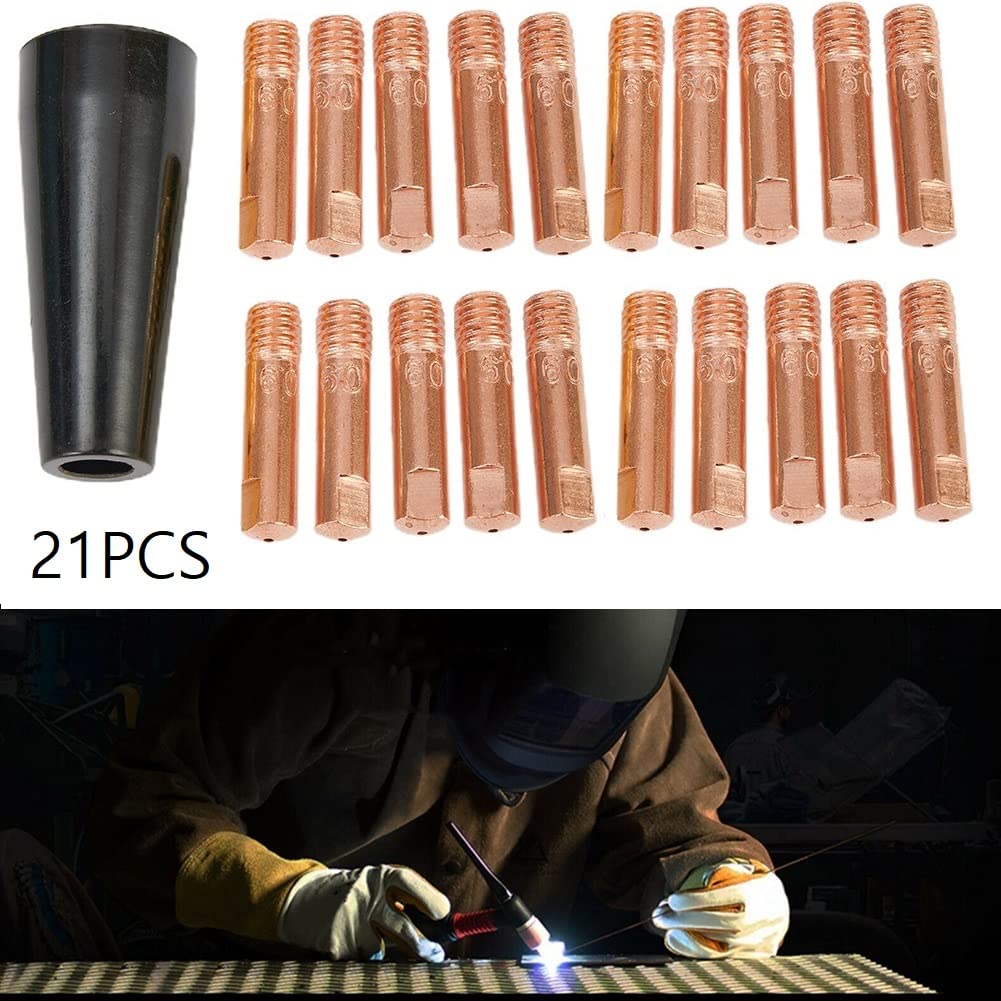 21PCS Gasless Flux Nozzle Tip for TITANIUM Easy-Flux 125 Amp Welder 56355 56359,030/0.8 mm Tip, Torch Welding Accessories MIG Welder Nozzle Contact Tips